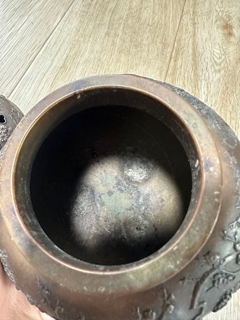 一点限り　高級　中古品　蝋型鋳銅 三つ足香炉 金工作家 村田宏作