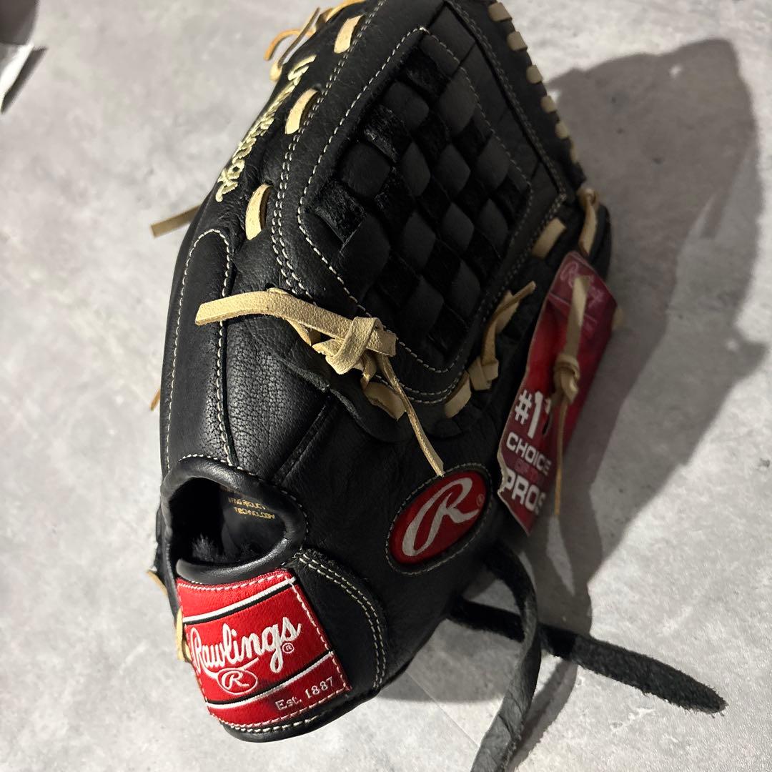 [未使用品]Rawlings 軟式グローブ 黒 右手用投手