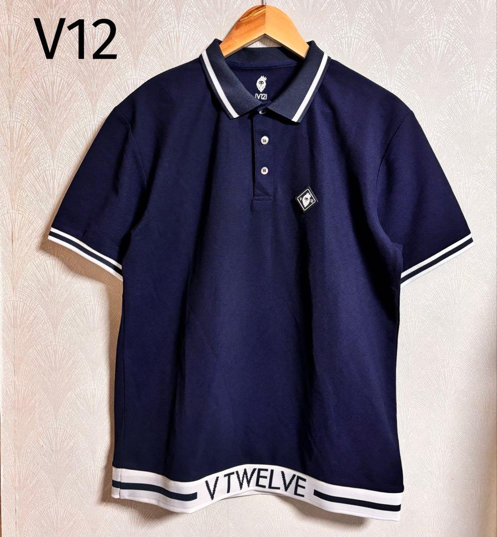 V12 LIB OUT POLO ゴルフウェア ポロシャツ 半袖 ネイビー XL