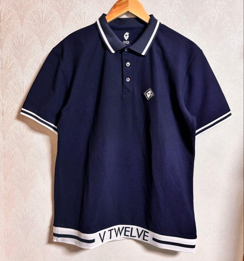 V12 LIB OUT POLO ゴルフウェア ポロシャツ 半袖 ネイビー XL