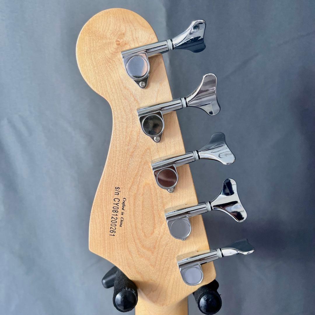 5連ペグ Squier affinity Jazz Bass V 5弦ベース 赤