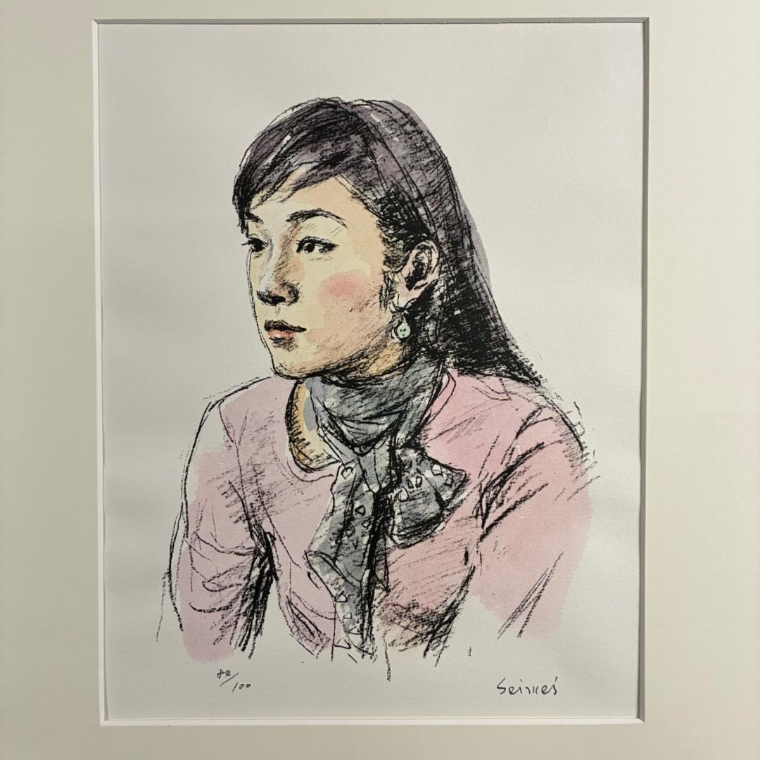美品 池田清明「19才の肖像」リトグラフに手彩色 直筆サイン入り 画廊シール有り