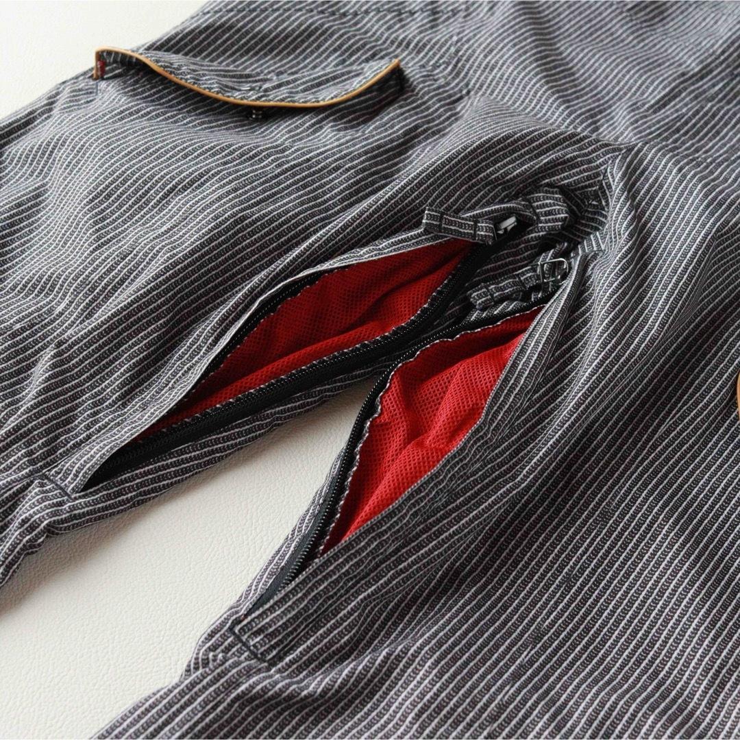 5463【美品】バートン　ビブパンツ ストライプ ヒッコリー ポーチ付き