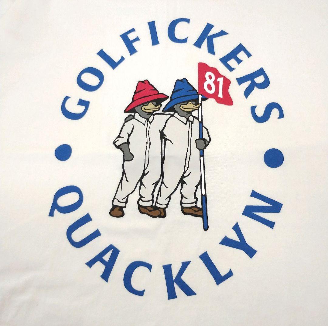 Golfickers ゴルフウェア メンズL 白 半袖Tシャツ アヒル