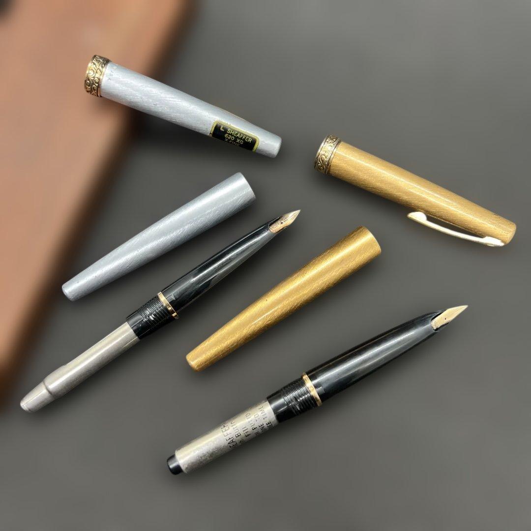 14K Sheaffer 万年筆 ２点セット シェーファー 金銀セット