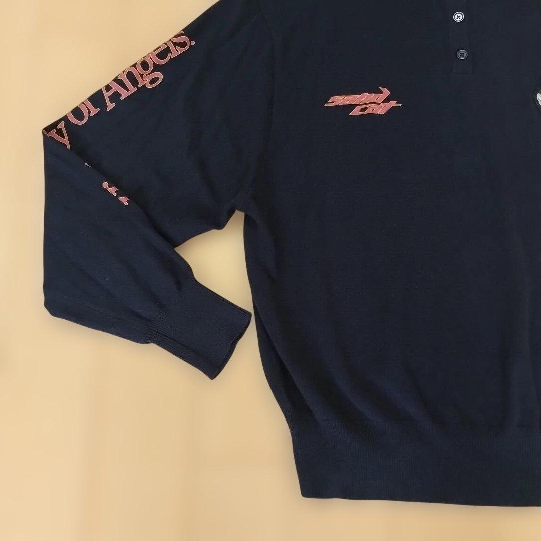 【ずっと真夜中でいいのに。】長袖ニットポロシャツ/ダークネイビー