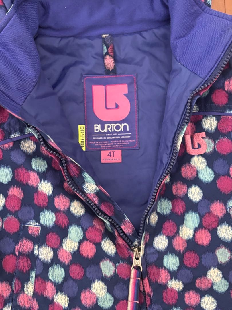 【美品】BURTON バートンキッズ スキーウェア ウエア つなぎ 4T