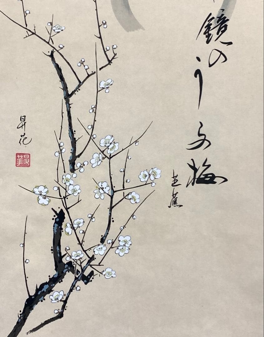 掛軸 昇花 松尾芭蕉 四季セット 紙箱 画賛 画讃 書 花 柿 春夏秋冬 C-4