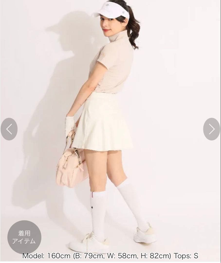 ◽️DESCENTE GOLF モックネック半袖シャツ ピンクベージュ　S