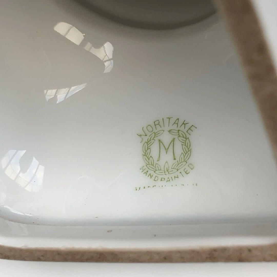 オールドノリタケ 手彩絵黒地梅文 アンティーク燭台 金縁 アンティーク