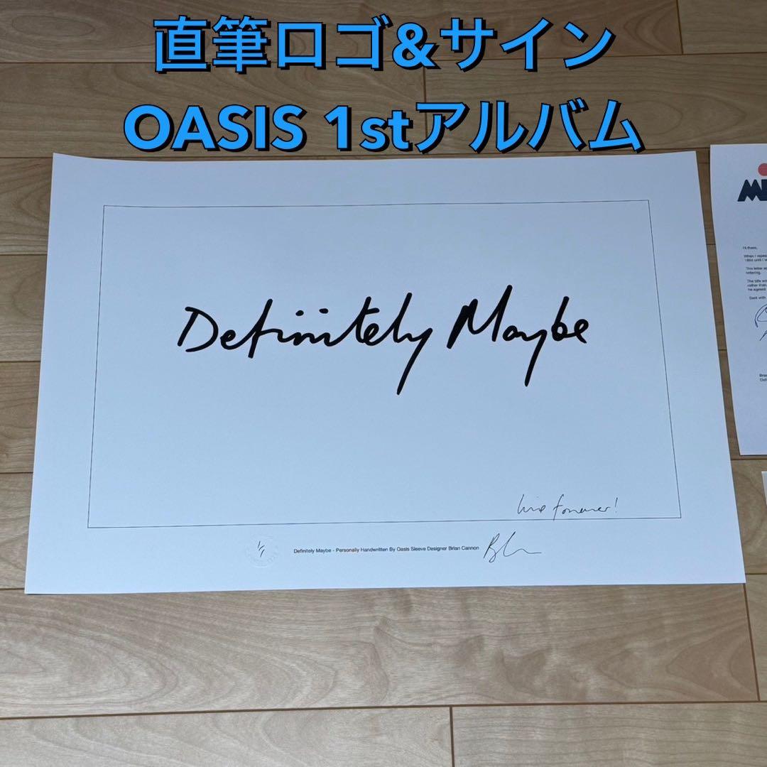 直筆サイン definitely maybe OASIS ファーストアルバムロゴ