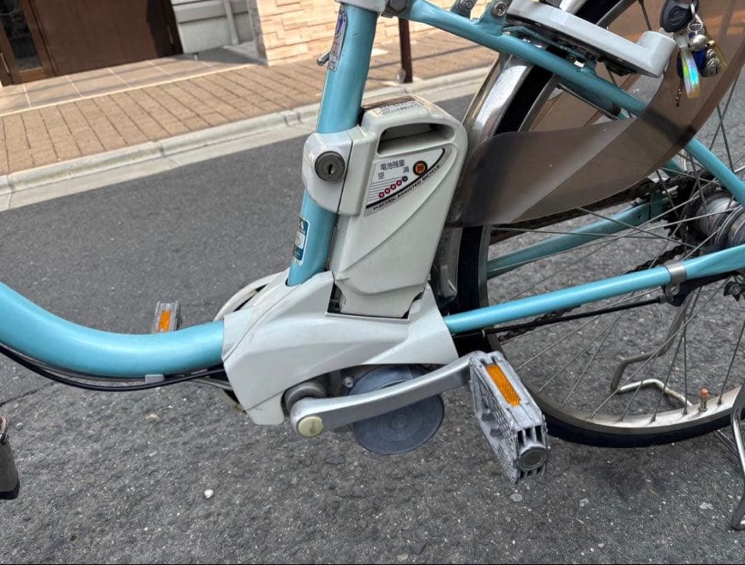 水色 電動アシスト自転車 ブラウンバスケット