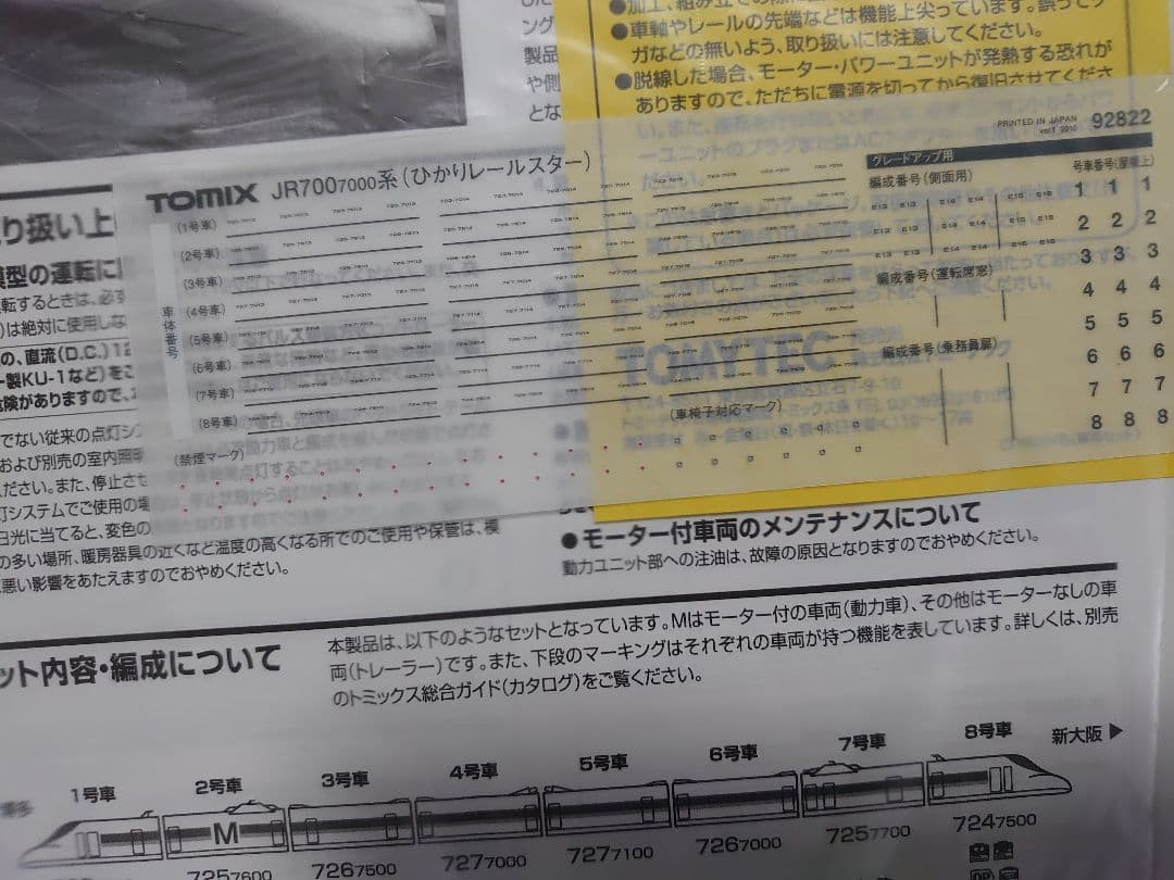 通電式高性能 700系7000番台 山陽新幹線 ひかりレールスター 室内灯別売可