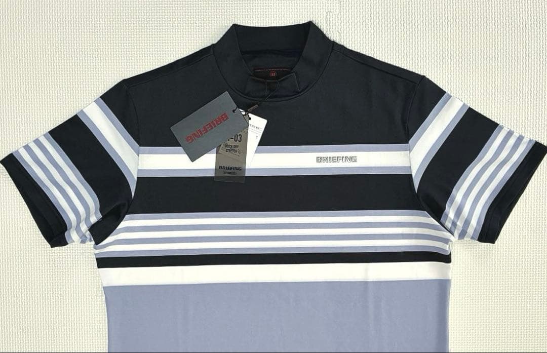 BRIEFING GOLF MARINE STRIPE HIGH NECK／L