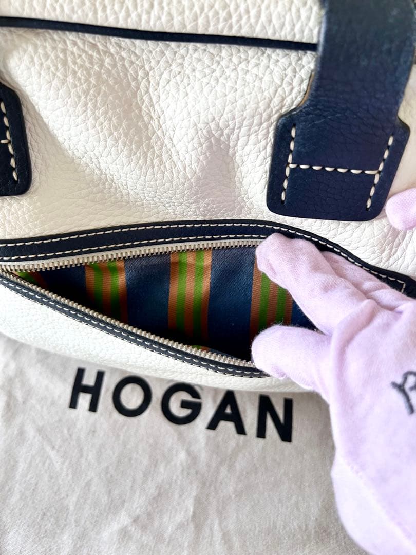 【HOGAN ホーガン】ホワイトレザーバッグ　イタリア発の高級ブランド