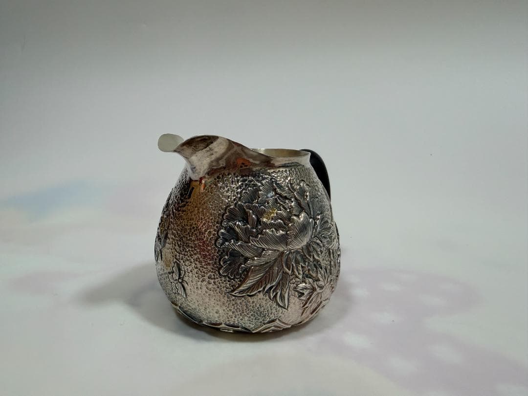 純銀製 花文様彫金 湯冷まし 煎茶道具