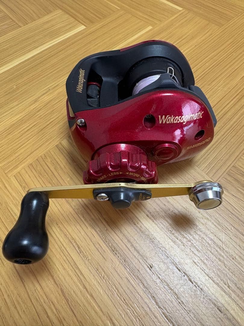 ①《超美品》SHIMANO wakasagimatic ロッド・左ハンドルリール