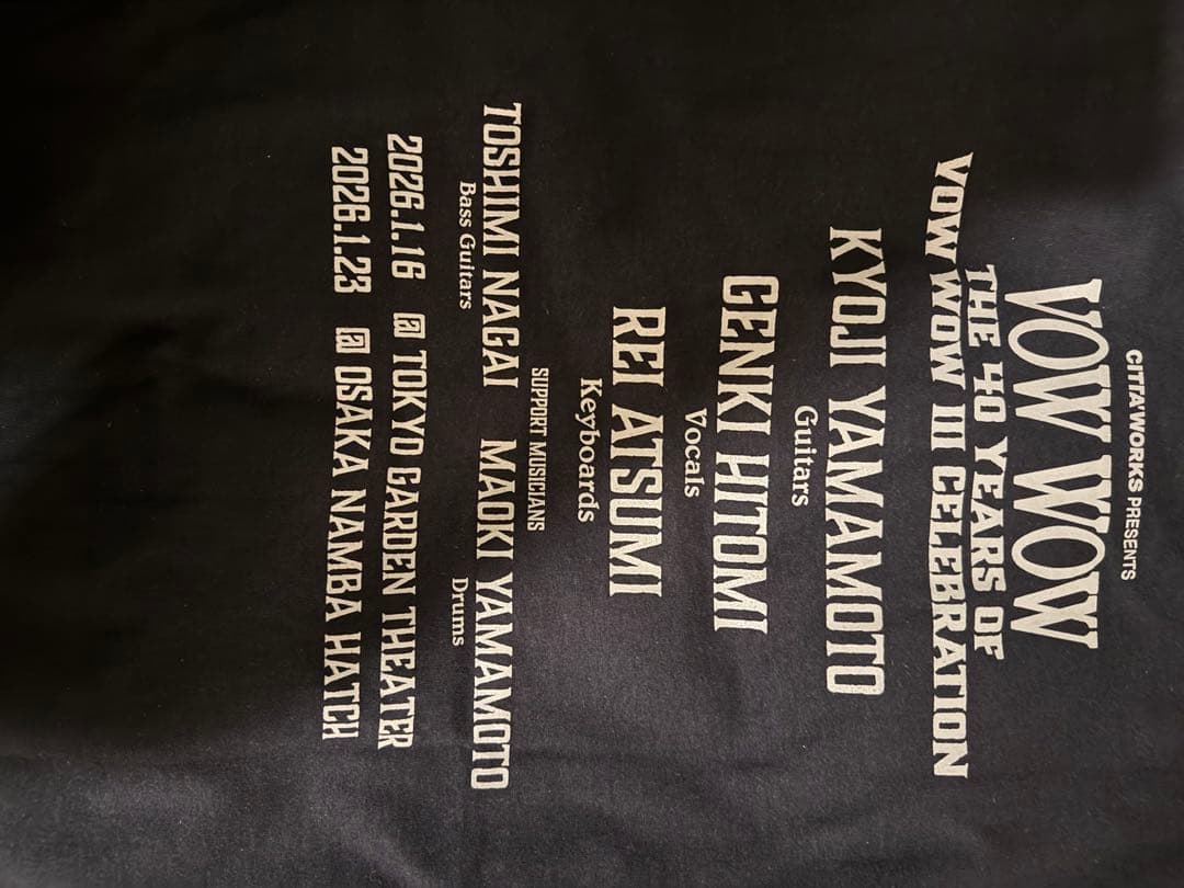 VOW WOW 40周年記念 Tシャツ ブラック XL 人見元基　vowwow