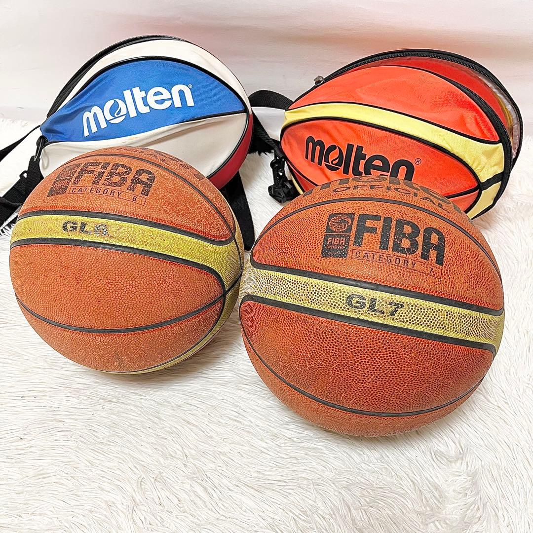 molten GL7 GL6 天然皮革 FIBA公認 JBA検定わ2球 カバー付