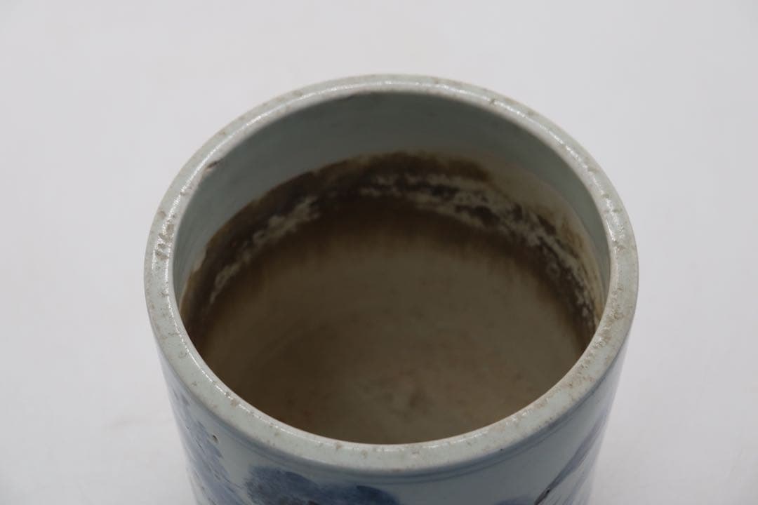 伊万里　染付　山水紋筆入　送料込み250107