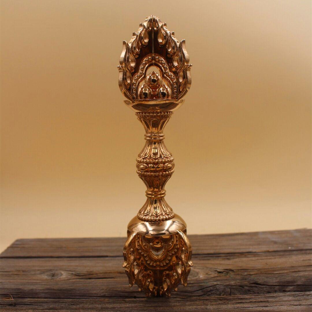 密教法器 宝珠金剛杵 仏教法具 真鍮製 vajra 22cm