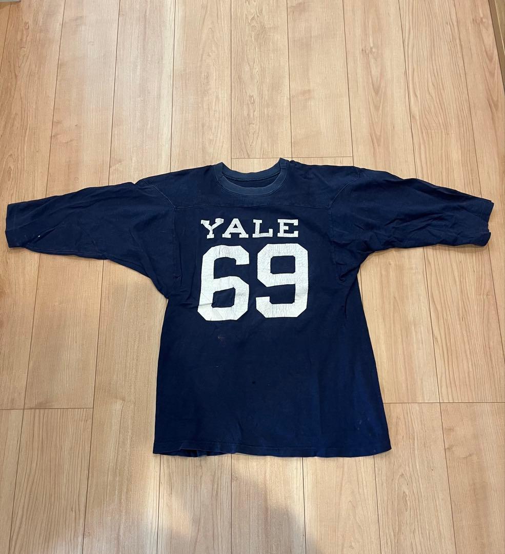 ヴィンテージ　YALE フットボールTシャツ　エルボーパッチ7分袖