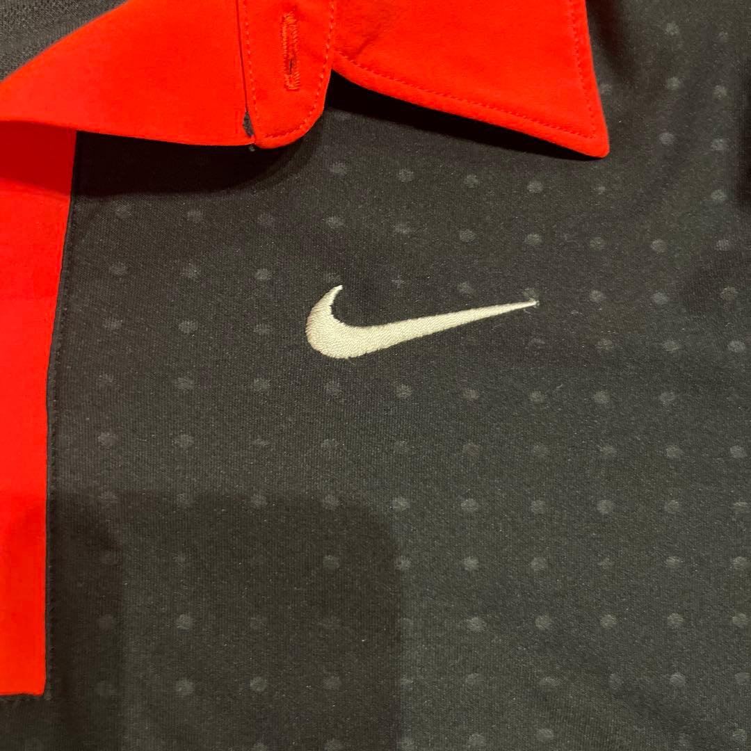 フェデラー着用Nike ポロシャツ Lサイズ 黒/赤 Nike FIT DRY
