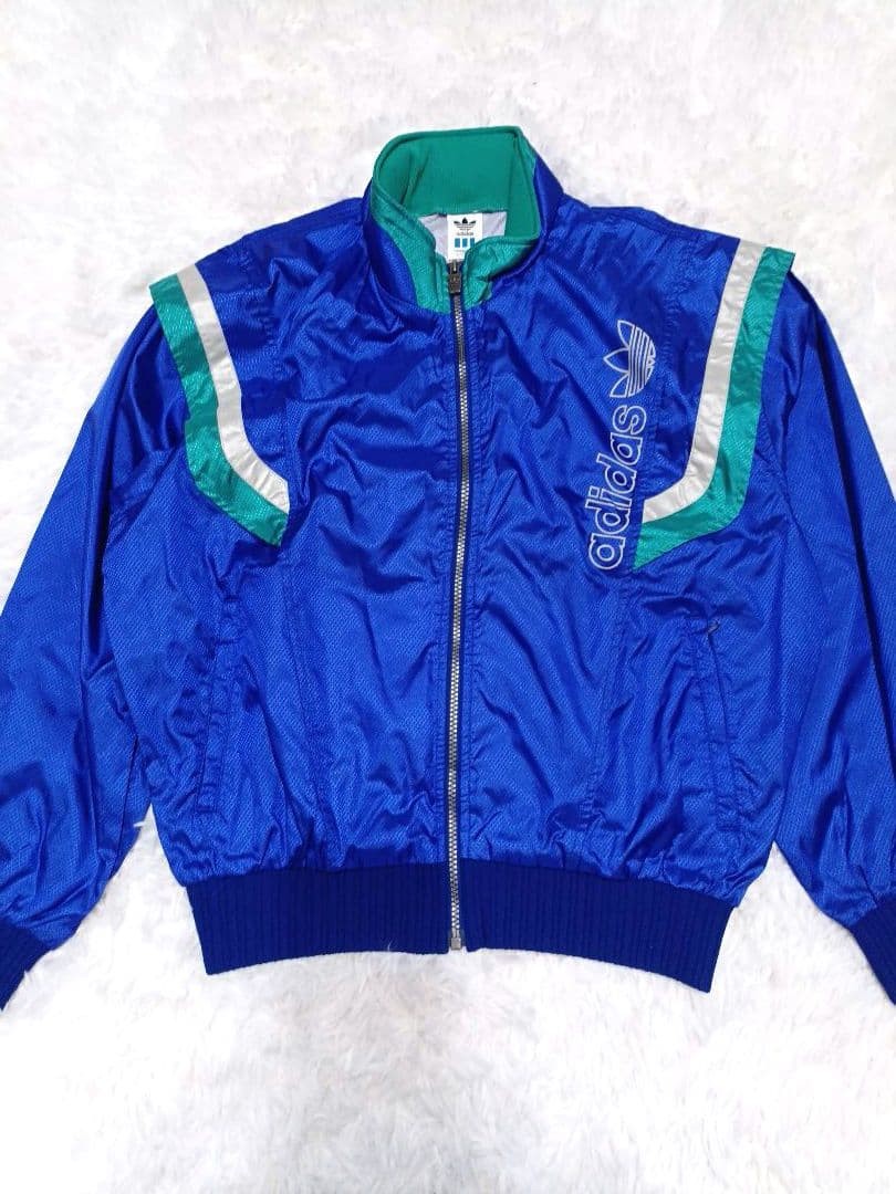 新品 90s adidas ウインドブレーカー セットアップ 上下 ブルー L