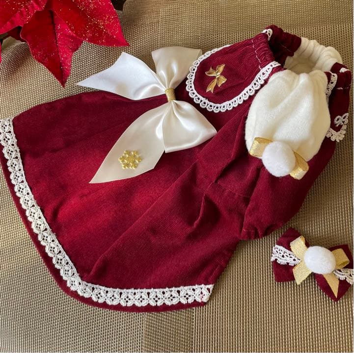 おしゃれさんワンピース　∞TuTu∞  クリスマス　犬服　ハンドメイド