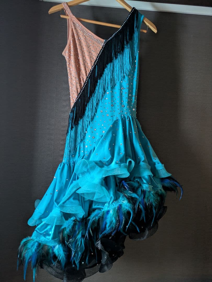 社交ダンスラテンドレス 青と黒Mサイズ