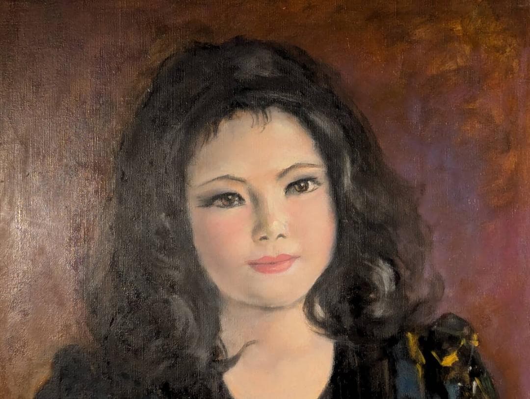 【真作】絵画　弦田英太郎　油彩10号　少女像　空間に華やぎを添える肖像画　U56