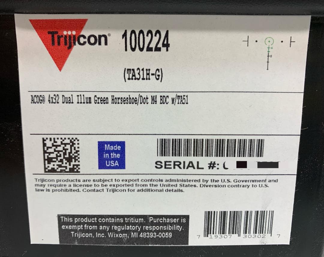 Trijicon acog TA31H-G 実物 トリジコン スコープ