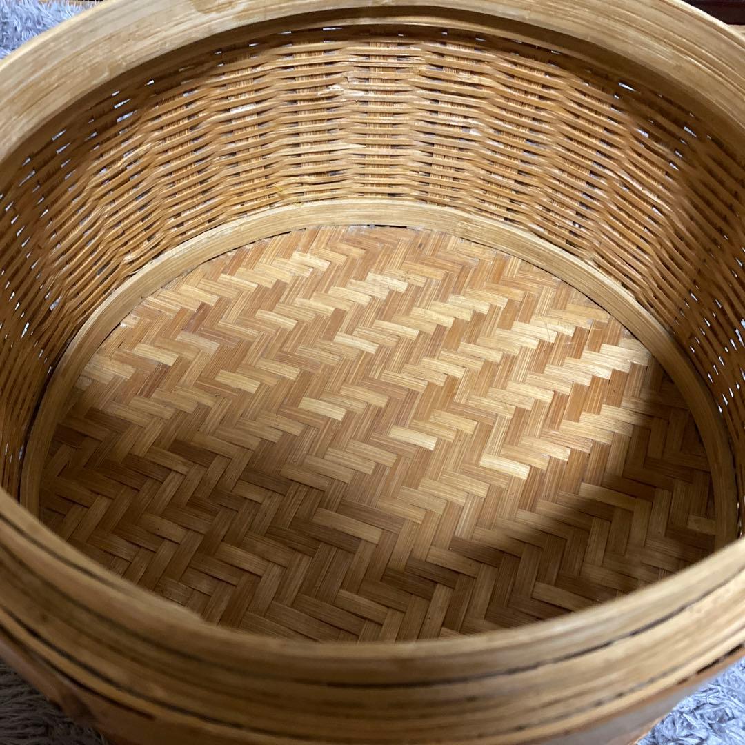 レトロ　竹細工♡ 竹籠　蓋付き　工芸品　バスケット　竹細工