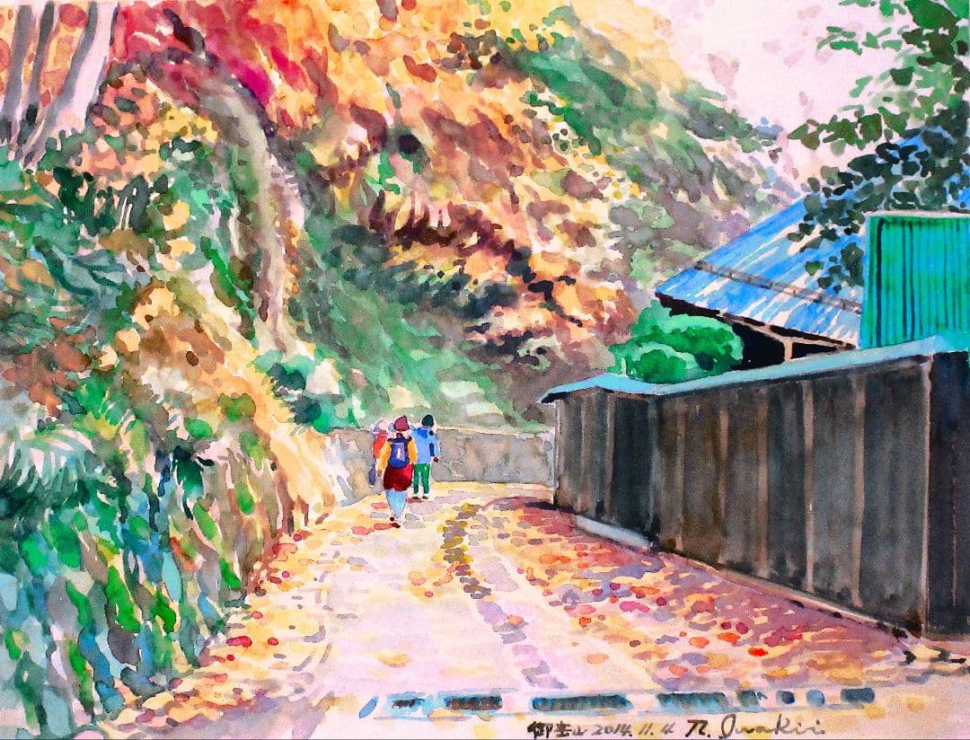 秋の風景 水彩画 F6サイズ 原画 額装済み