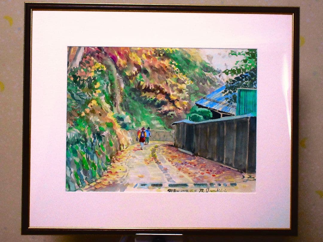 秋の風景 水彩画 F6サイズ 原画 額装済み