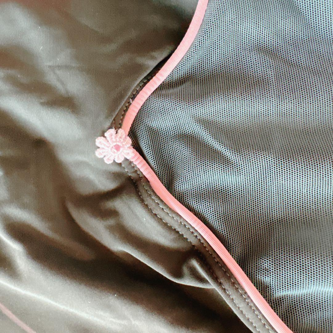 ダークグリーン メッシュ切替レオタード　デラロミラノ　S