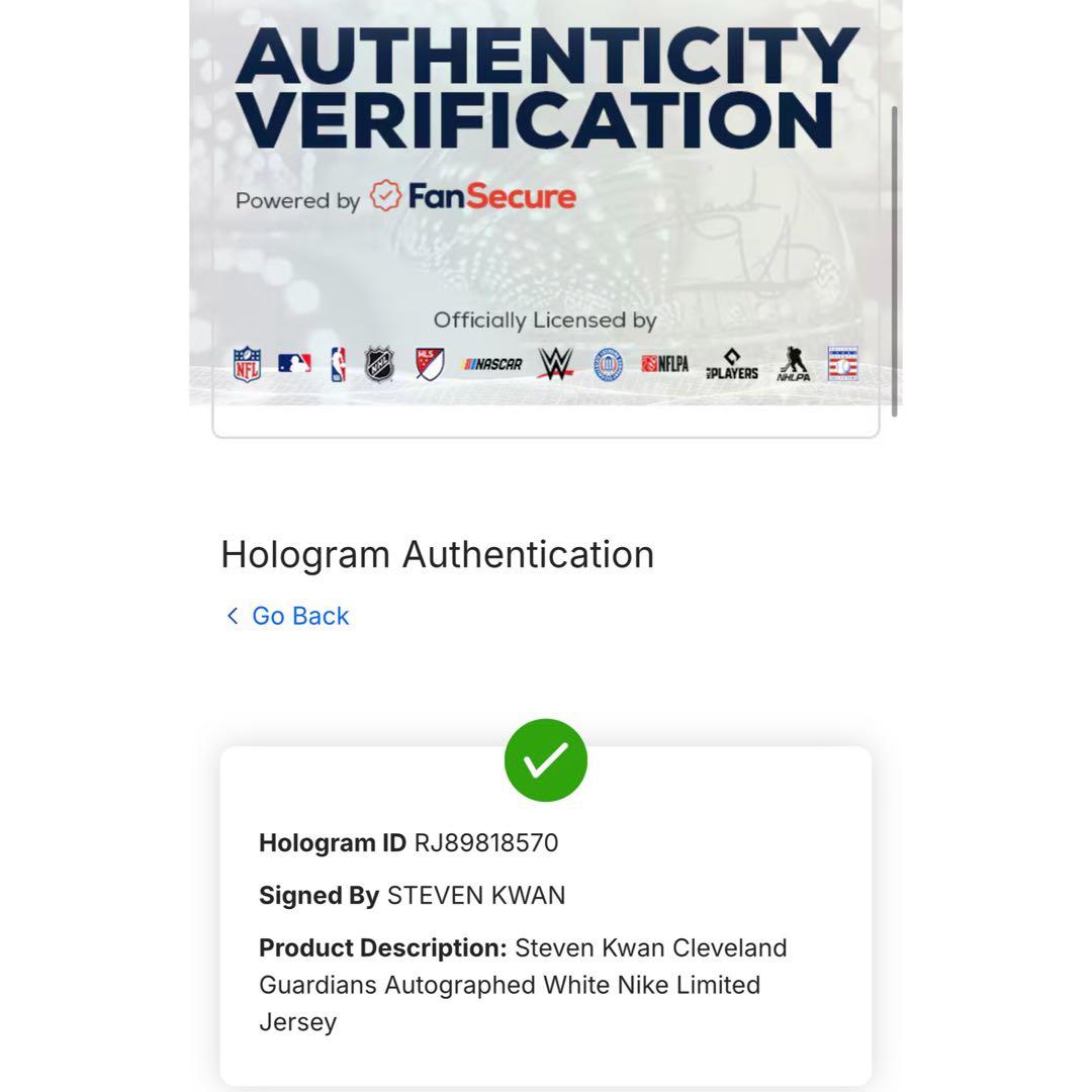 スティーブン クワン 直筆サイン ユニフォーム MLB Fanatics 証明付