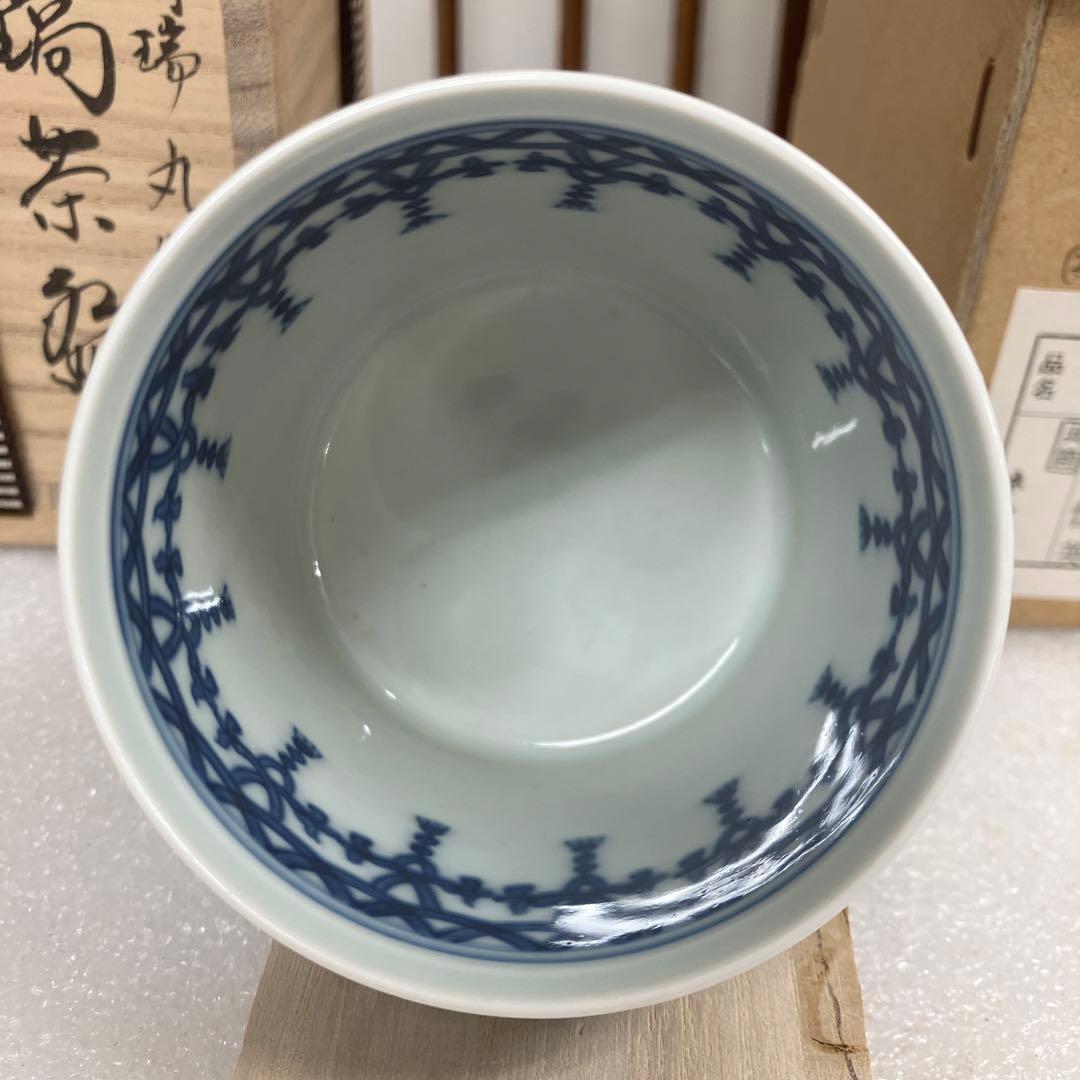 茶道具　茶碗　丸腰　縞茶碗　呉祥瑞　造　景徳鎮　王懐英　共箱　N158SKC