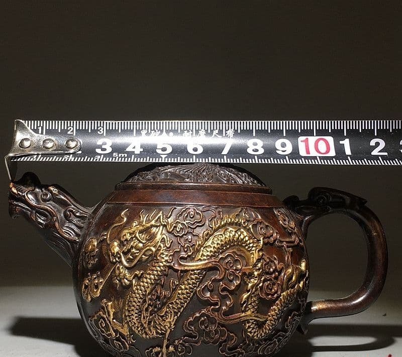 十二支龍頭茶壺 龍鳳壺 銅壺徳利 茶道具 煎茶器 装飾品 工芸品 美術品 置物
