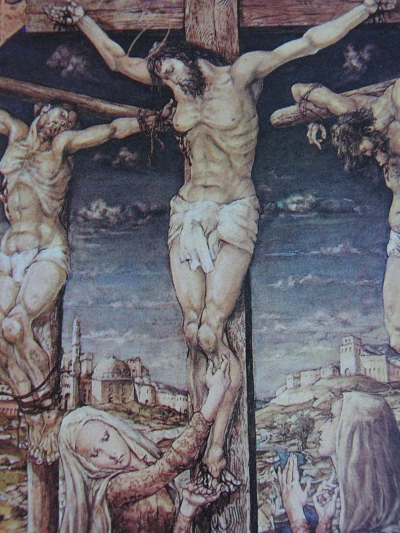 藤田嗣治、「Crucifixion」、希少画集の額装画、人気作品