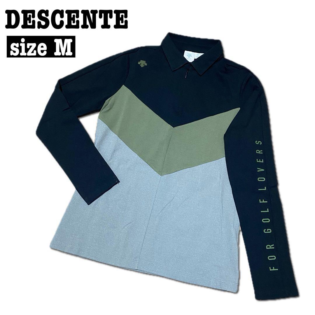 美品♡デサント♡DESCENTE♡トップス♡長袖♡シャツ♡カーキ♡ブラック♡M