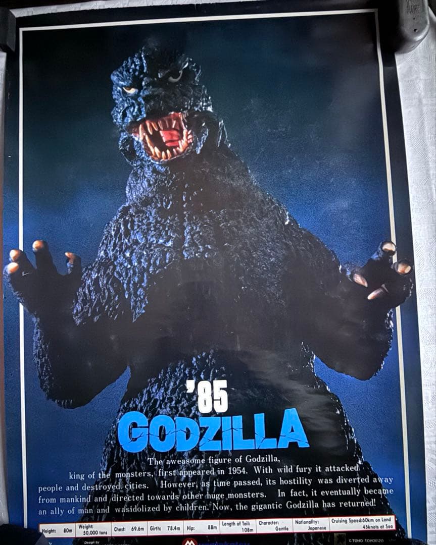 2245様感謝‼️貴重‼️'85 GODZILLAポスター非売品ゴジラスペック未使用