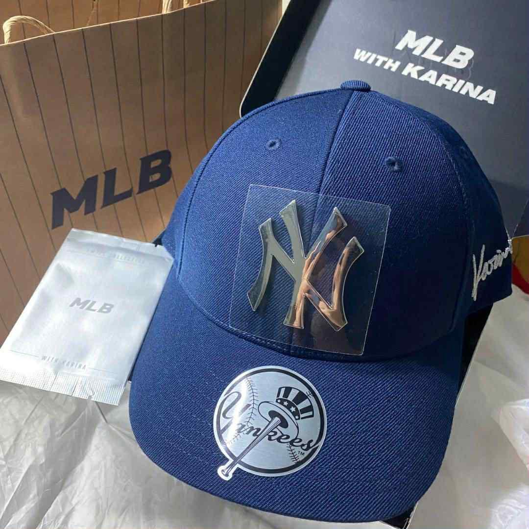 aespa カリナ MLB キャップ 帽子ネイビー KARINA トレカセット②