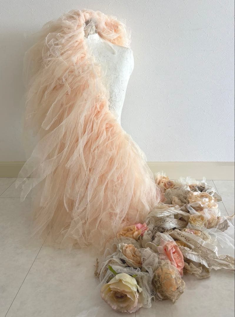 アンティーク雑貨 Pale Apricot Tulle Bolero