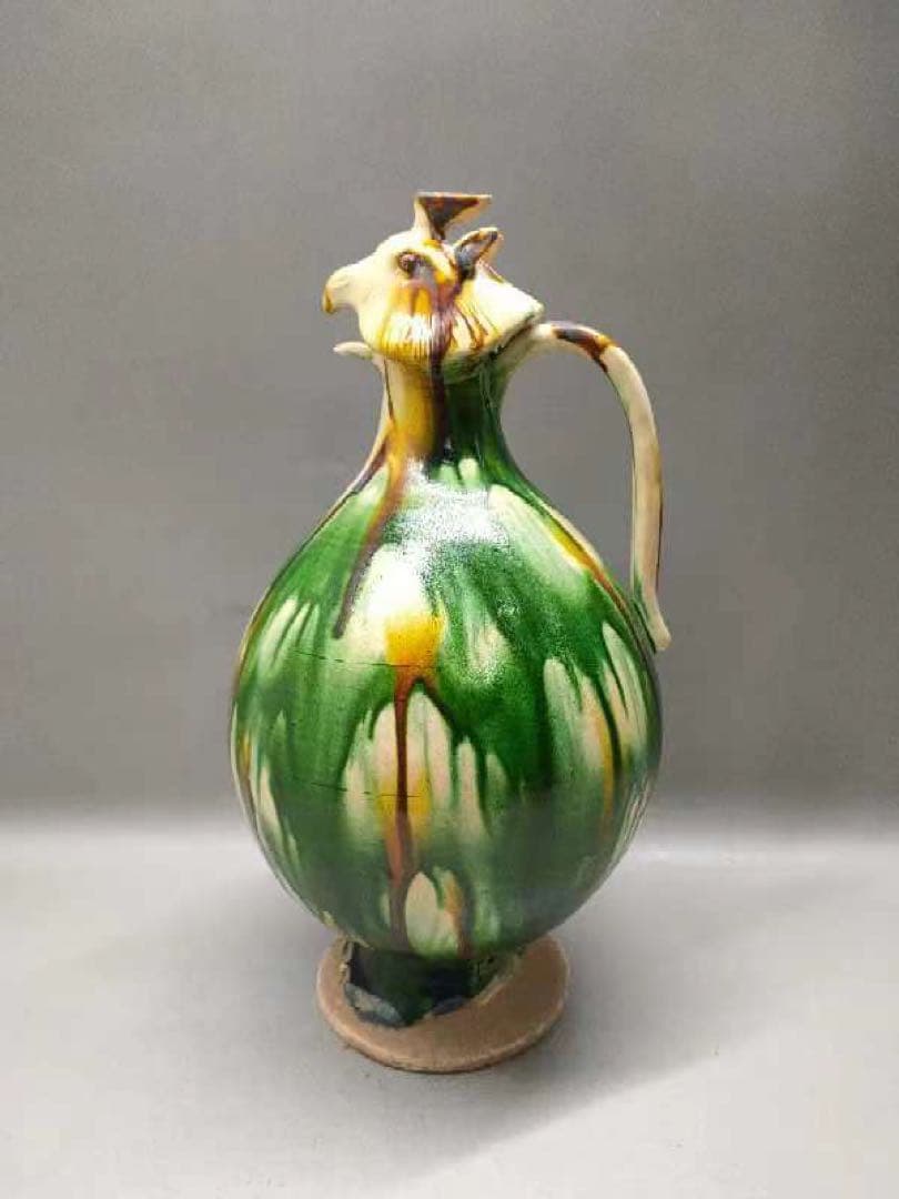 三彩鳳首執壺　陶芸　骨董品　古美術