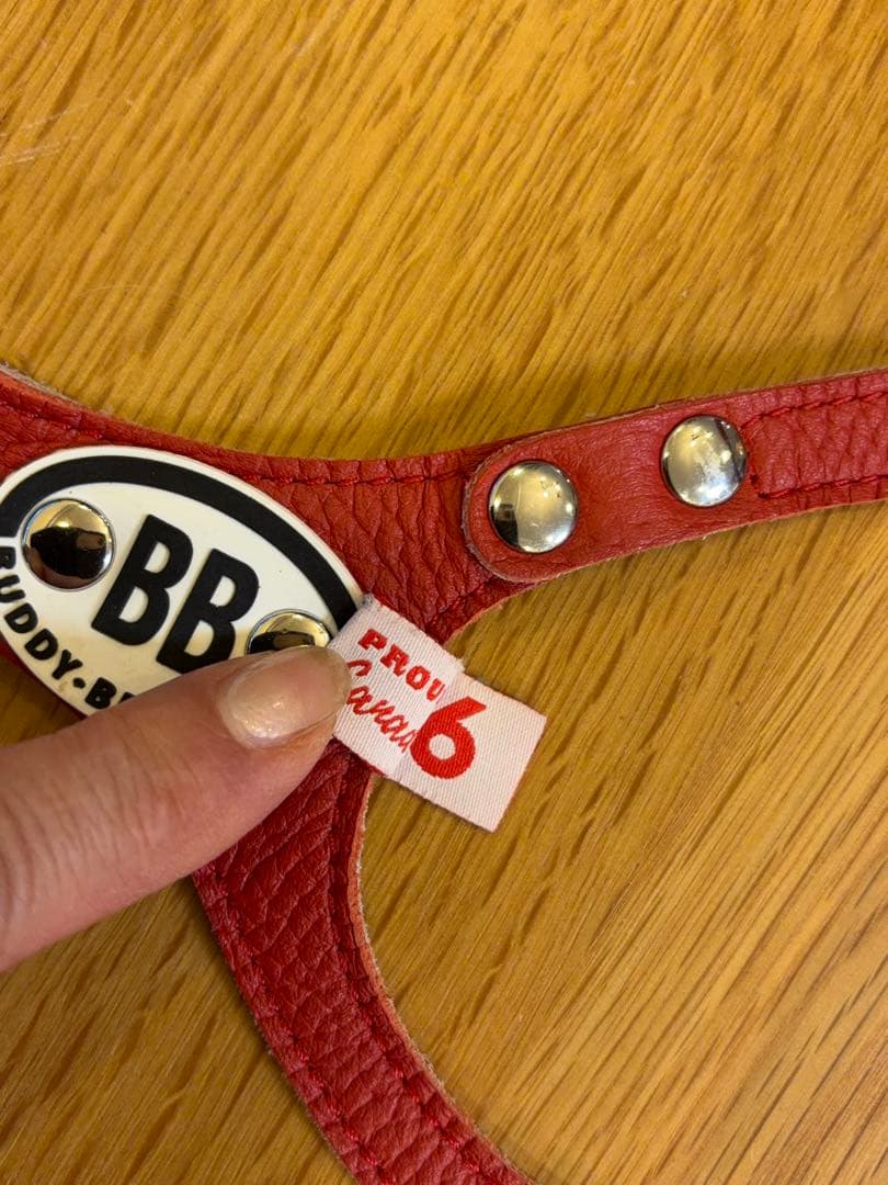 【Buddy Belts】⭐️バディベルト ハーネス 6号 レッド 本革 カナダ製