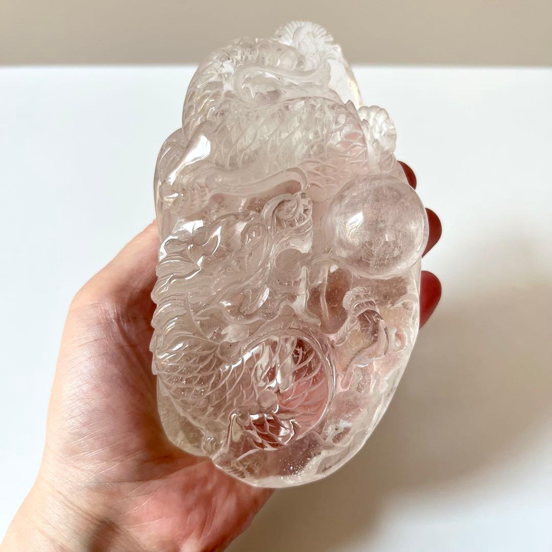 水晶　龍　縁起物　石　石製　石彫　石彫り　置物