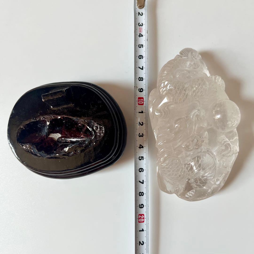 水晶　龍　縁起物　石　石製　石彫　石彫り　置物
