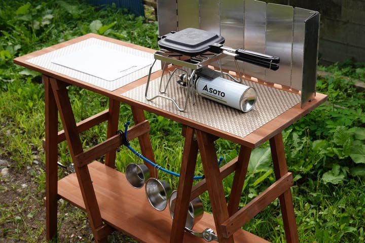 ウッドシェルフ　ウッドラック　チーク色(塗装済)   木製　棚　ハンドメイド