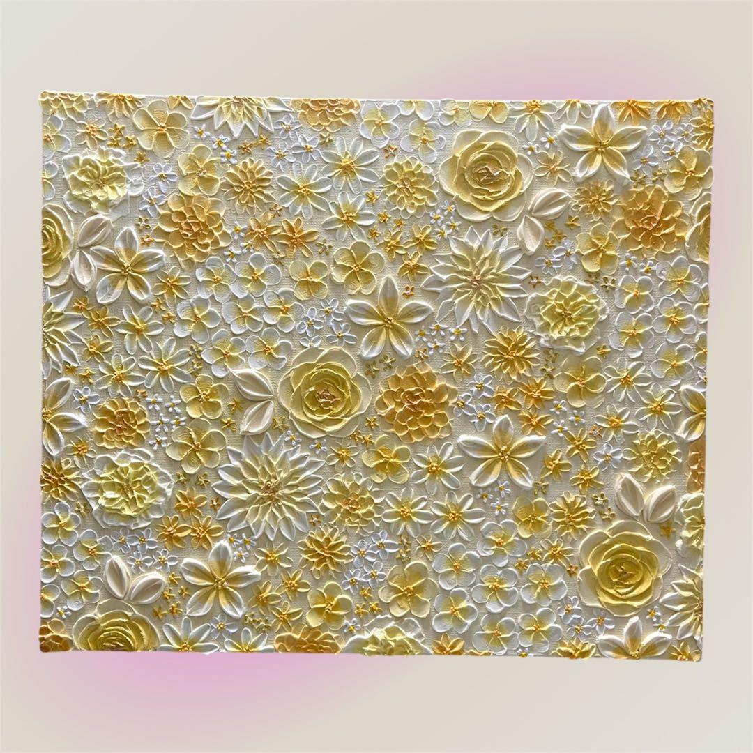 フラワーアート 黄色 黄色の絵 黄色絵画 花柄　花の絵 イエロー yellow